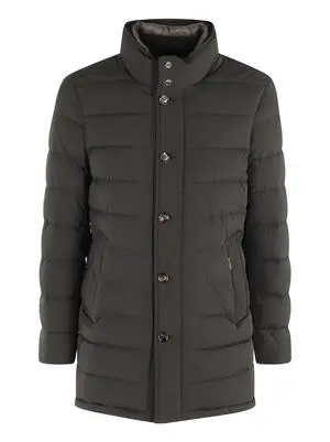 MOORER Long-sleeved Stand-collar Cotton Coat - Black