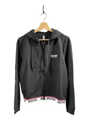 Moschino Zippered Hooded Sweatshirt - Black