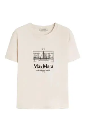Max Mara Max Mara Graphic-Embroidered Crewneck T-Shirt Sand-colored
