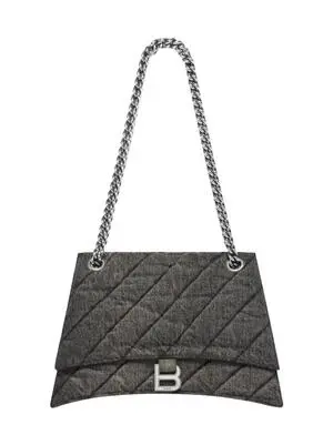 Balenciaga Balenciaga Crush Medium Quilted Shoulder Bag Black