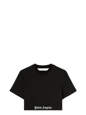 Palm Angels Logo Tape Cropped Top - Black