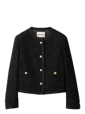 MIU MIU Miu Miu Embroidered Logo Cropped Jacket