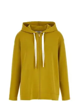 Max Mara Zip-up Hooded Sweatshirt With Drawstring Detail - Brown