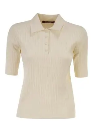 MAX MARA Max Mara Ribbed Knit Polo Top