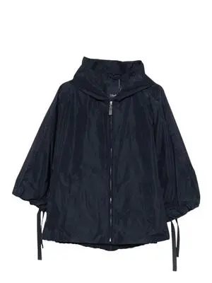 Max Mara S Max Mara Technical Taffeta Hooded Coat Blue