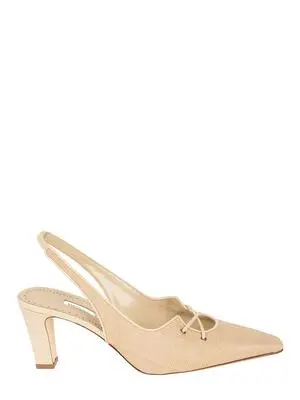 Manolo Blahnik Woven Pointed Toe Slingback Pumps - Nude