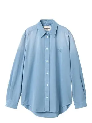 MIU MIU Miu Miu Logo Embroidered Button-Up Shirt