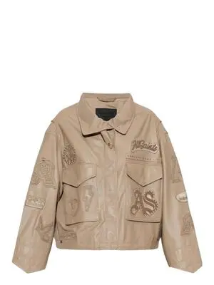 ALLSAINTS ALLSAINTS Long-Sleeved Leather Jacket With Patches