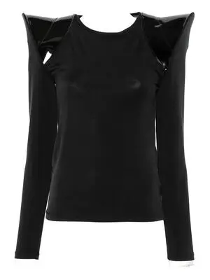 Junya Watanabe Sculptural-shoulder Patent-panel T-shirt - Black