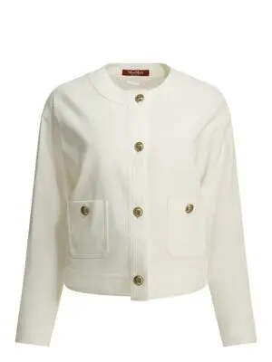 Max Mara Button-detailed Collarless Coat - White