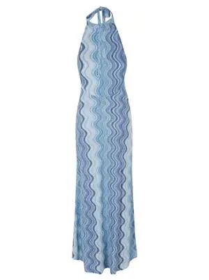 MC2 SAINT BARTH Halter Neck Maxi Dress - Blue