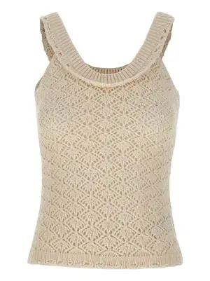 Blumarine Crochet Knit Top - Nude