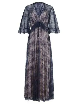 Alberta Ferretti Sequined Lace Evening Gown - Black
