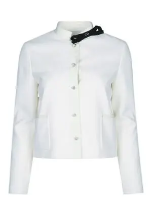 Dior Cropped Jacket With Cd Signature Bow - White