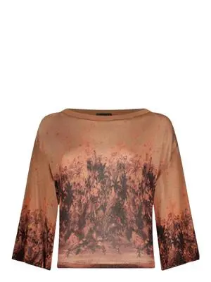Liu Jo Printed Jumper With Three-quarter Sleeves - Brown
