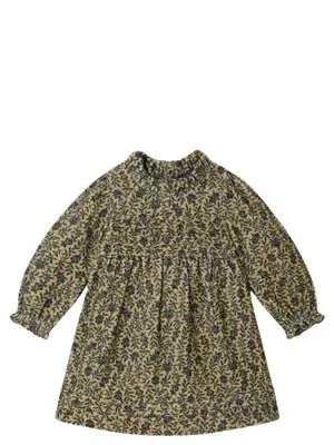 Bonpoint Floral Print Dress With High Collar - Green
