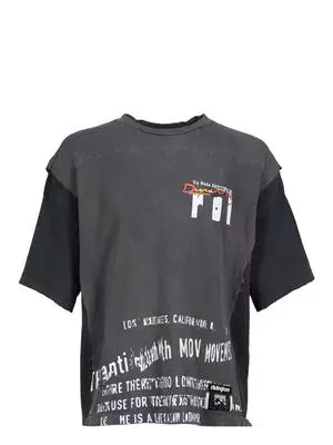RRR123 Moda Apocrypha Quad Tee Distressed Layered-effect T-shirt - Black