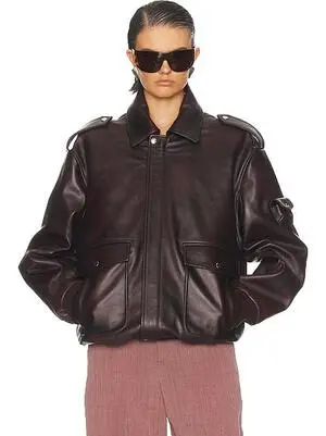 Coperni Oversized Leather Bomber Jacket - Red