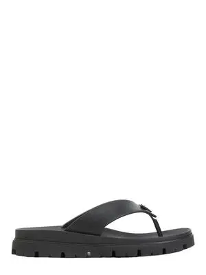 Prada Rubber Thong Sandals With Enameled Triangle Logo - Black