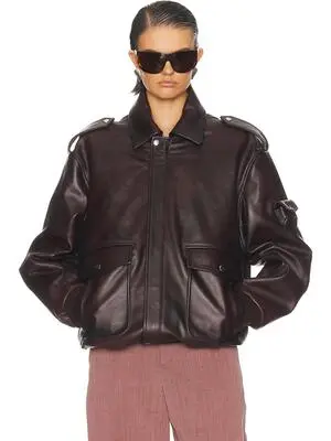 Coperni Oversized Leather Bomber Jacket - Red