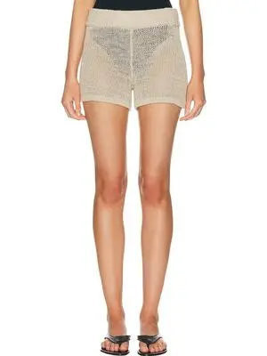 Enza Costa Linen Open Knit Short - Oatmeal