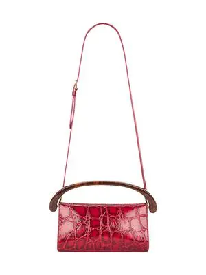 Dries Van Noten Embossed Leather Bag With Resin Handle - Red