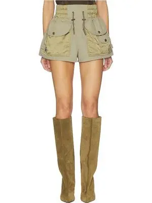 Balmain Two Pockets Cotton Twill Shorts - Army