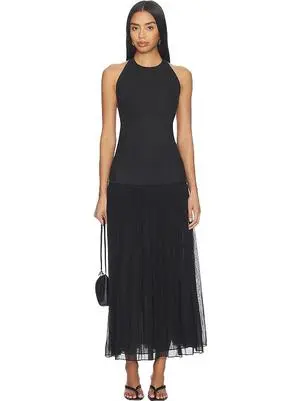 RÓHE Pleated Muslin Halter Dress - Black