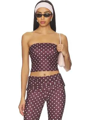 TIGER MIST Strapless Polka Dot Tube Top - Chocolate