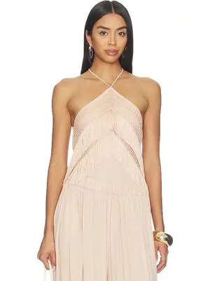 Andamane Reina Halterneck Fringed Top - Peach