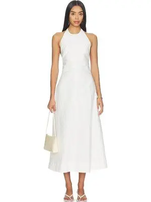RÓHE Halterneck Textured Cotton Dress - White