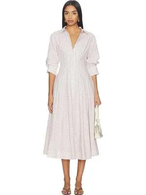 Simkhai SIMKHAI Jazz Pintuck Midi Dress Beige