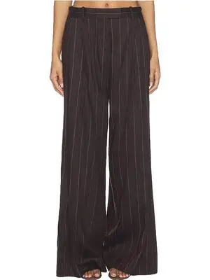 Helmut Lang Wide Leg Double Pleated Trousers - Chocolate