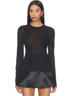 OPERASPORT Ziva Sheer Embellished Top - Black