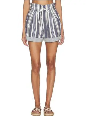 Isabel Marant Étoile Striped Linen Blend Shorts - Navy