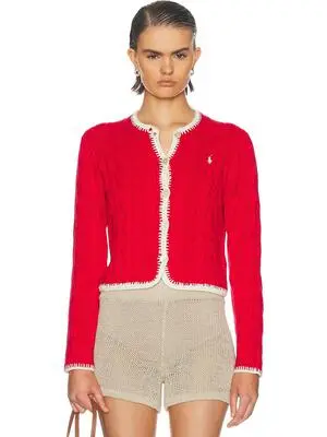 Polo Ralph Lauren Long Sleeve Cable Knit Cardigan - Cruise Red