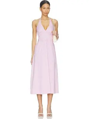Central Park West Ora Poplin Stripe Halter Dress - Pink