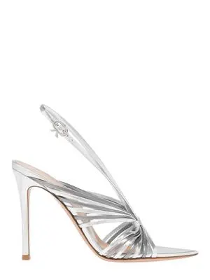 GIANVITO ROSSI Muse Metallic Leather Stiletto Sandals - Silver - Calf