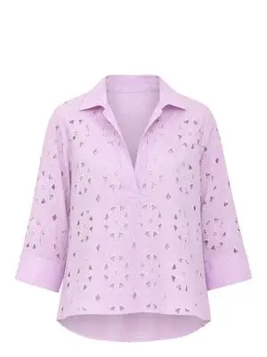 MARIELĒ Carla Sangallo Linen Tunic Blouse - Pink