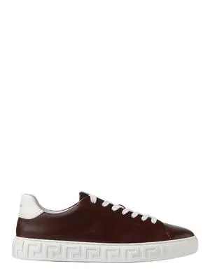 Versace Greca Embossed Leather Sneakers - Brown