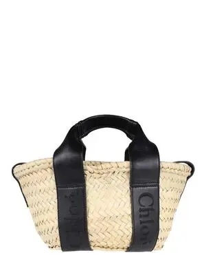 Chloé Contrast Logo Shoulder Bag - Nude