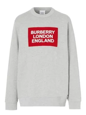 Burberry Long-sleeved Crew Neck Sweater With Logo Print - Light Hemp Gray
