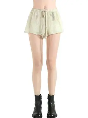 ANN DEMEULEMEESTER Embroidered Drawstring Shorts - Neutrals
