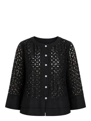 MARIELĒ Costanza Sangallo Linen Cropped Jacket - Black