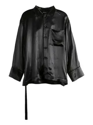 ANN DEMEULEMEESTER Belted Satin-finish Shirt - Black