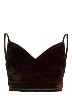 Loewe Velour Cropped Top - Brown