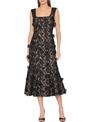 MILLY Spencer Lace Midi Dress - Black