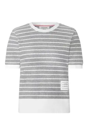 Thom Browne Honeycomb-rib T-shirt - Grey