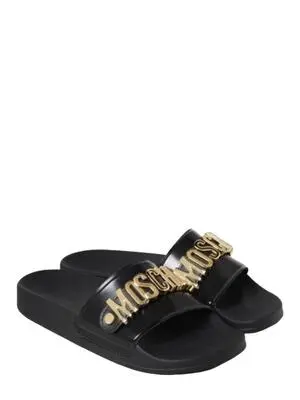 MOSCHINO Moschino Logo-Plaque Slip-On Slides
