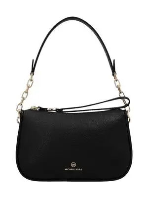 Michael Kors Leather Shoulder Bag With Chain Strap - Black
